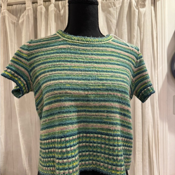 Vintage | Sweaters | Vintage Green And Blue Striped Sweater | Poshmark